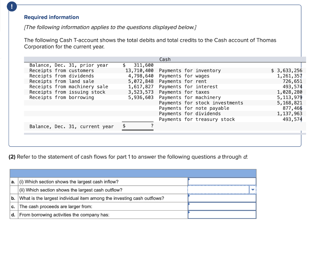 Solved 2 Refer To The Statement Of Cash Flows For Part 1 Chegg