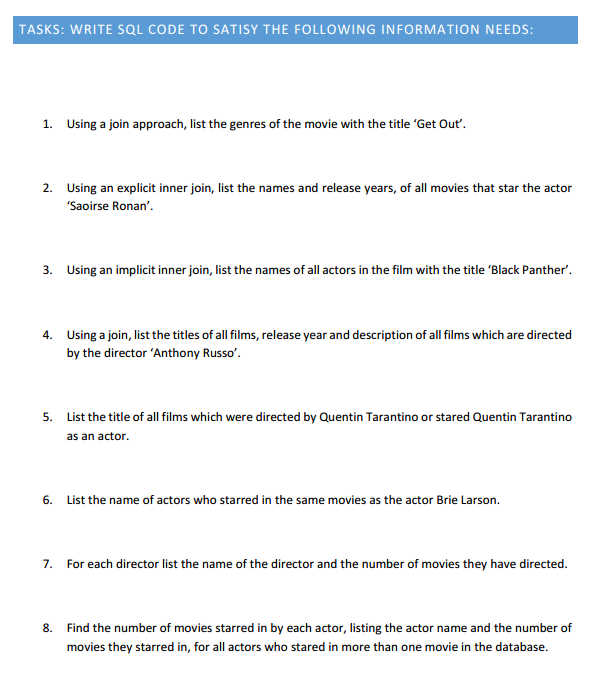 Solved This involves the querying across multiple tables in | Chegg.com