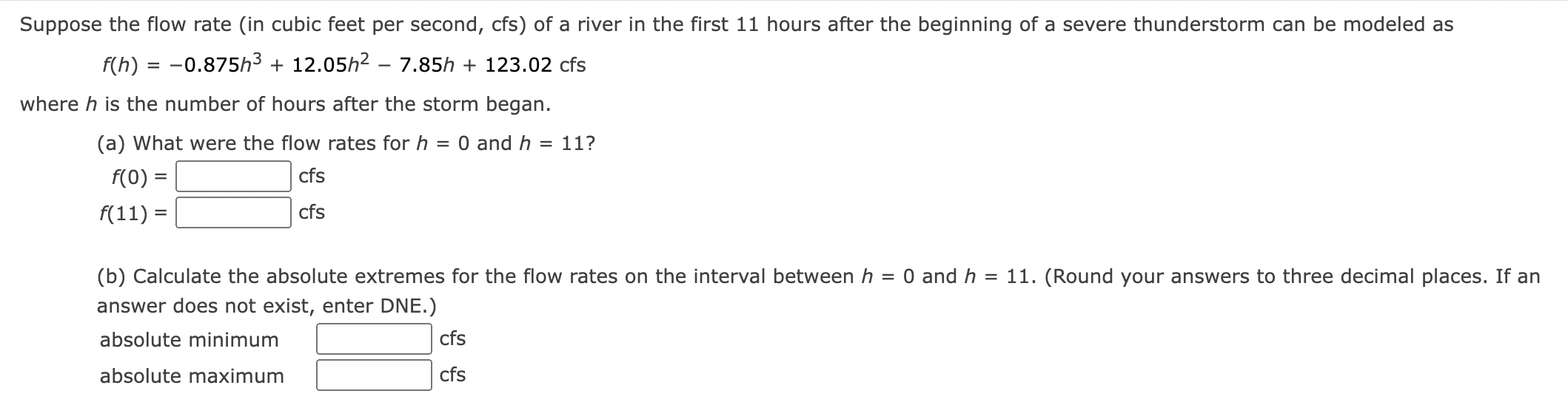 Solved Suppose the flow rate (in cubic feet per second, cfs) | Chegg.com