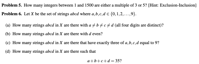 Solved Problem 5. How many integers between 1 and 1500 are | Chegg.com