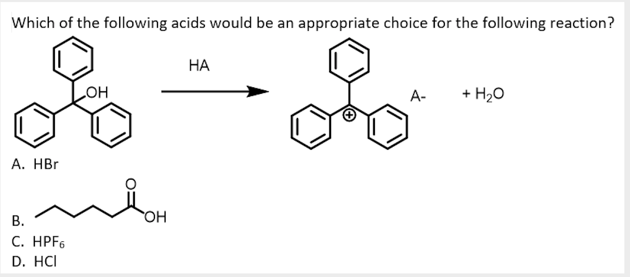 Solved Which of the following acids would be an appropriate | Chegg.com