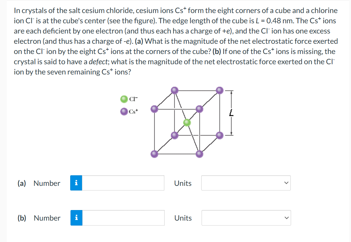 Solved In crystals of the salt cesium chloride, cesium ions | Chegg.com
