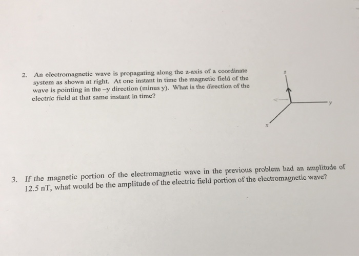 Solved 2 An Electromagnetic Wave Is Propagating Along The