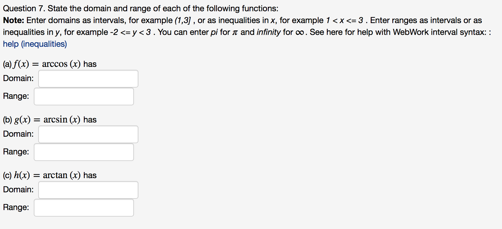 Solved State the domain and range of each of the | Chegg.com