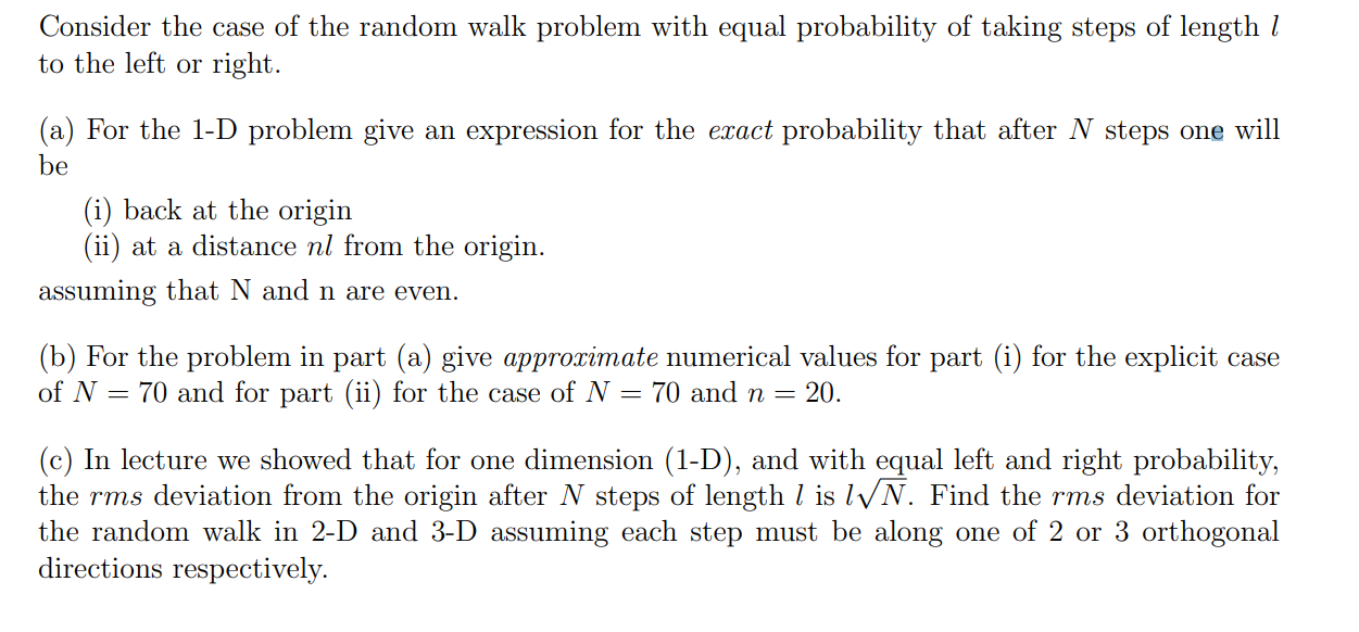 Solved Consider the case of the random walk problem with | Chegg.com