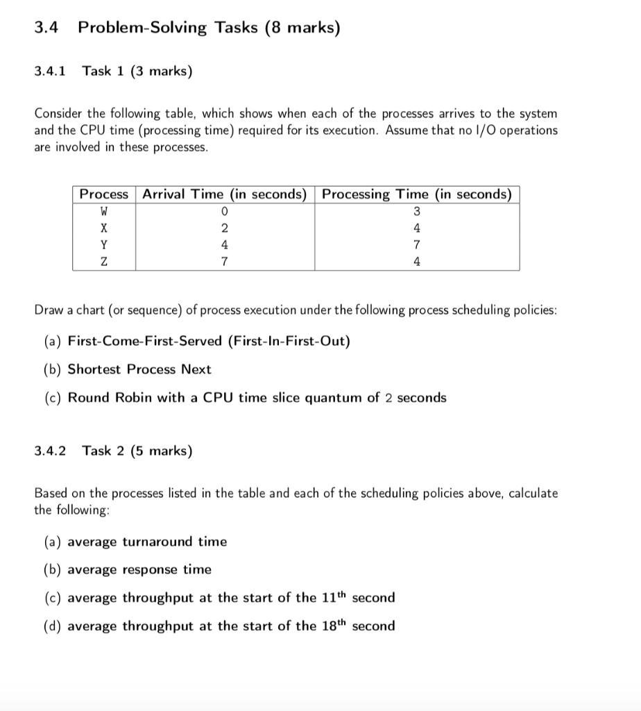 Solved 3.4 Problem Solving Tasks (8 marks) 3.4.1 Task 1 (3 | Chegg.com