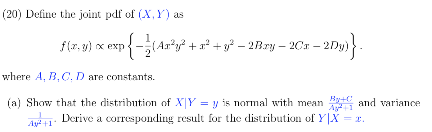 Solved 20 Define The Joint Pdf Of X Y As F X Y Exp