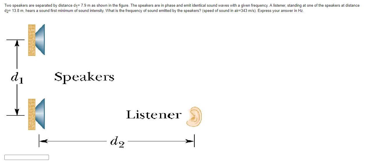 Solved Two speakers are separated by distance d1= 7.9 m as | Chegg.com