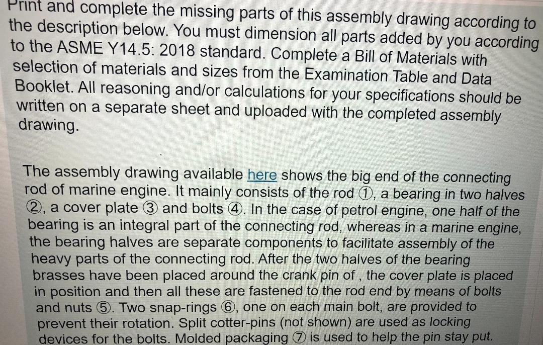 Print and complete the missing parts of this assembly | Chegg.com