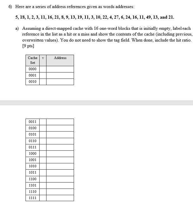 6) Here are a series of address references given as | Chegg.com