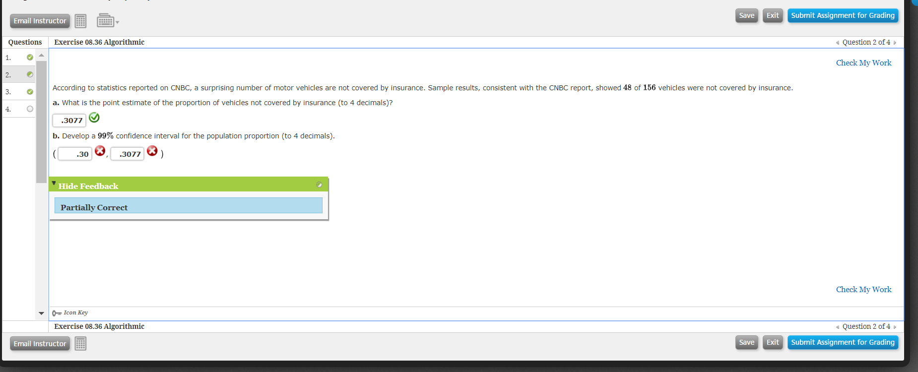 Solved Save Exit Submit Assignment for Grading Email | Chegg.com