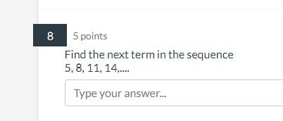 Solved Find the next term in the sequence 5,8,11,14,… | Chegg.com
