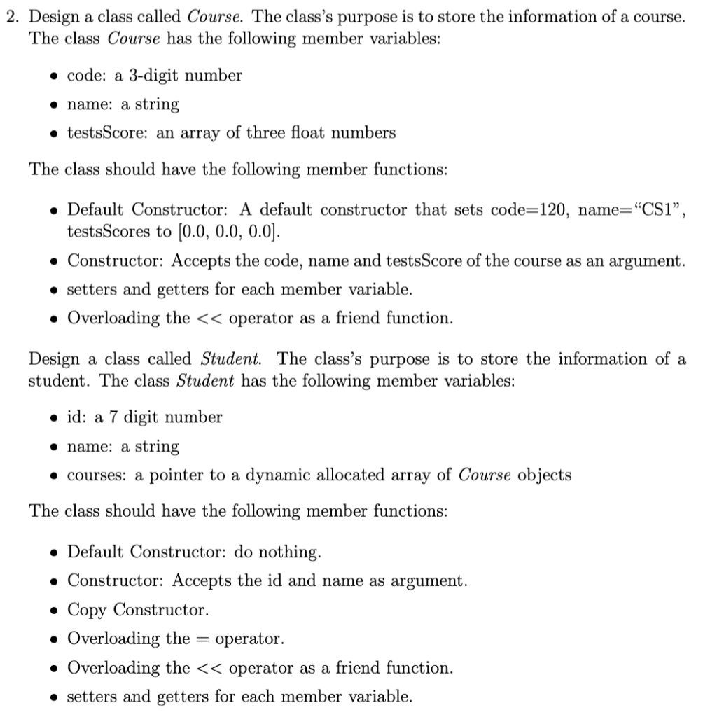 Solved 2. Design a class called Course. The class's purpose | Chegg.com