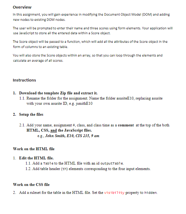 Solved Need help with this JavaScript Assignment! I'm really | Chegg.com