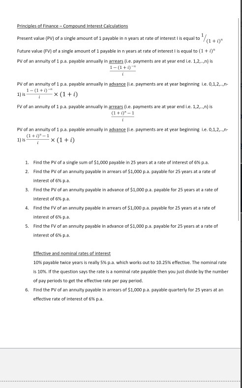 Solved Principles of Finance - Compound Interest | Chegg.com