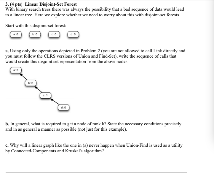 3. (4 pts) Linear Disjoint-Set Forest With binary | Chegg.com