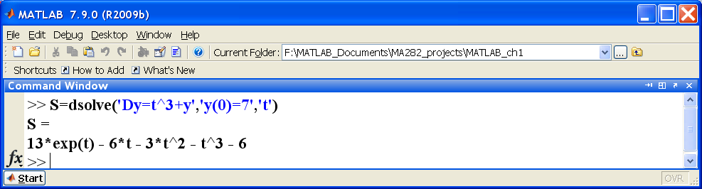 MATH 282 – MATLAB : First Order Differential | Chegg.com