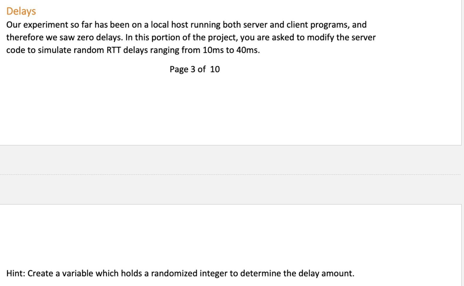 Delays Our experiment so far has been on a local host | Chegg.com