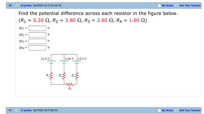Solved Find the potential difference across each resistor in | Chegg.com