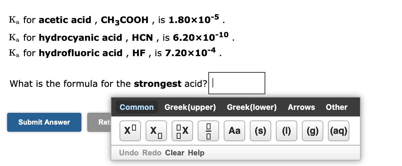 Solved Use the References to access important values Ka for | Chegg.com