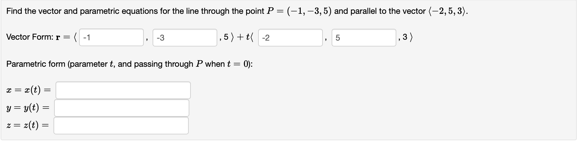 Solved Find the vector and parametric equations for the line | Chegg.com