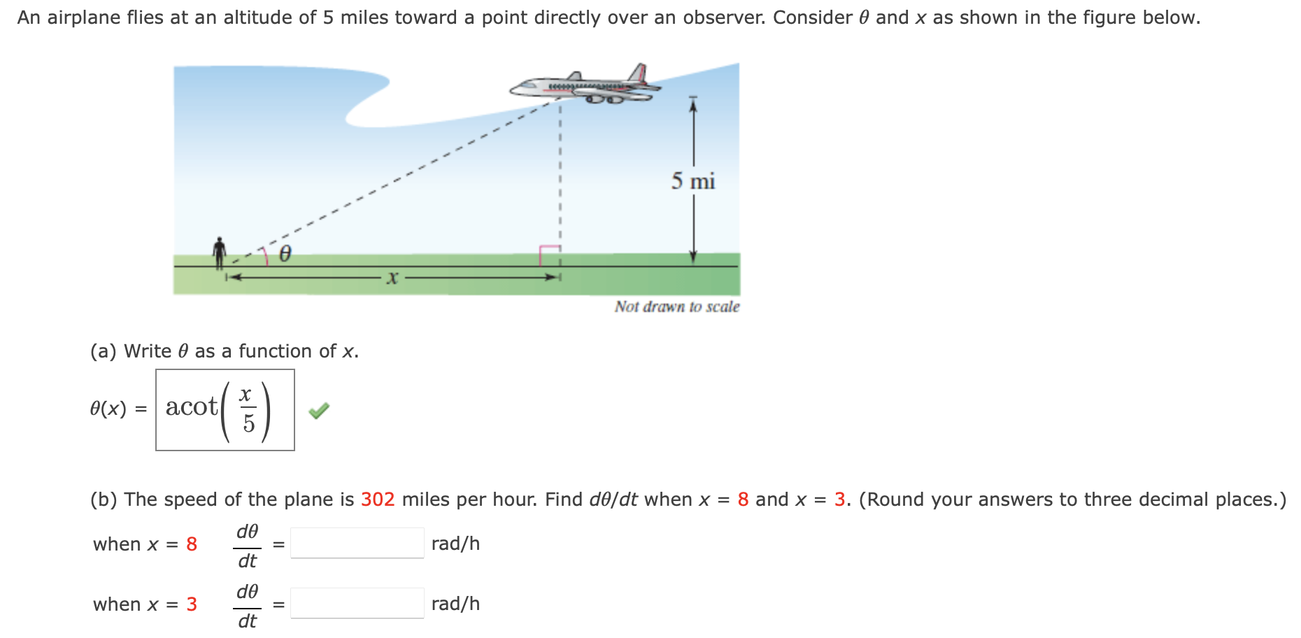 Solved An Airplane Flies At An Altitude Of 5 Miles Toward A Chegg