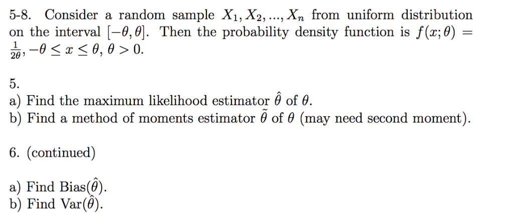 5-8. Consider a random sample X1, X2,..., Xn from | Chegg.com