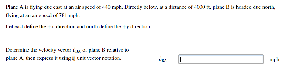 Solved Plane A is flying due east at an air speed of 440mph. | Chegg.com
