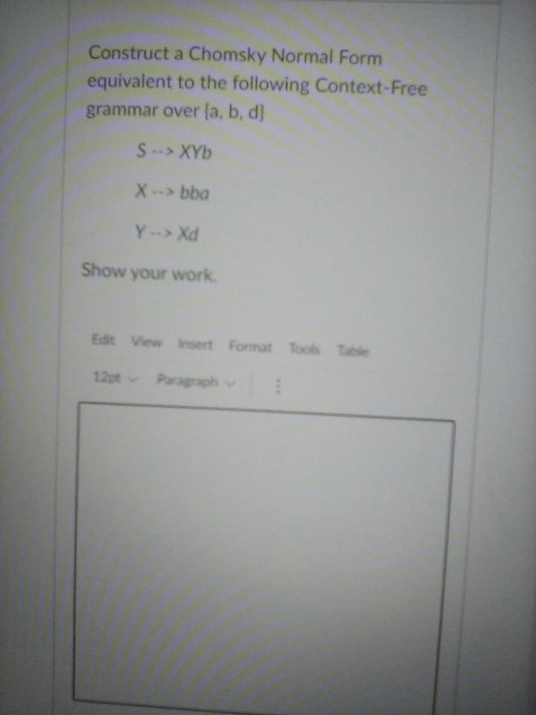 Solved Construct a Chomsky Normal Form equivalent to the | Chegg.com