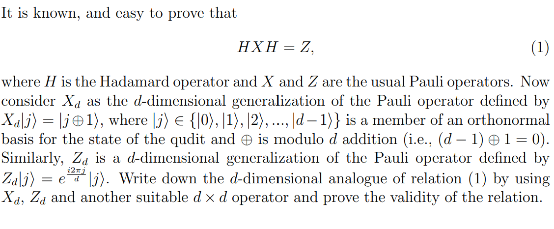 Solved It is known, and easy to prove that HXH = 7, (1) - | Chegg.com