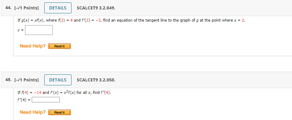 Solved 40. [-/3 points) DETAILS SCALCET9 3.2.045. = Suppose | Chegg.com