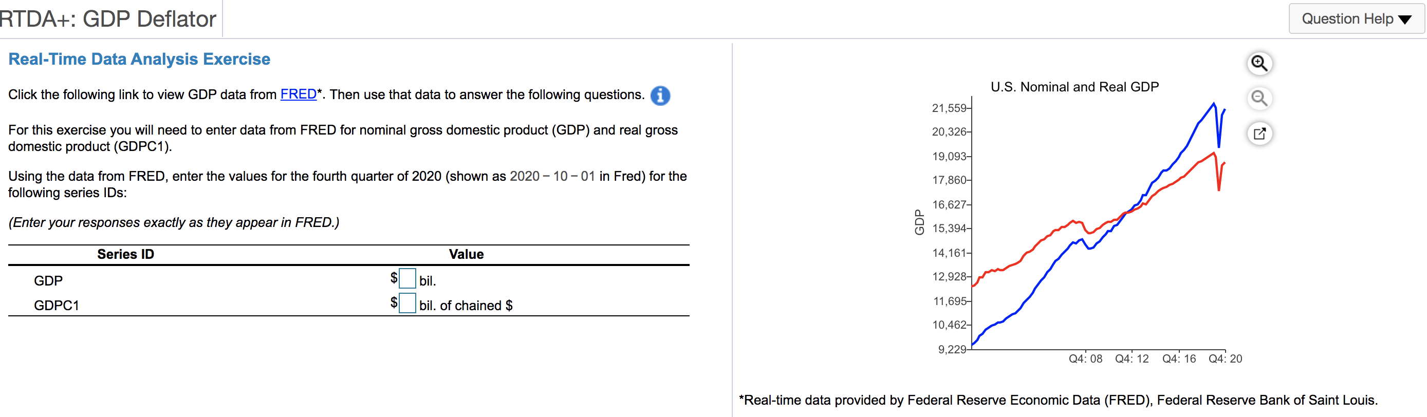 Solved RTDA+: GDP Deflator Question Help Real-Time Data | Chegg.com