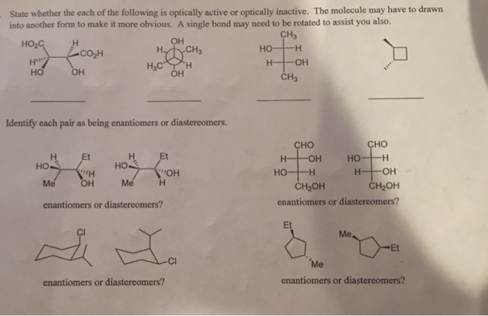 Solved State whether the each of the following is optically | Chegg.com