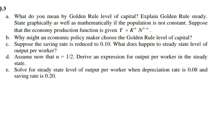 Solved 2.3 a. What do you mean by Golden Rule level of | Chegg.com