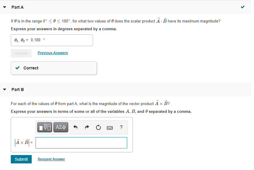 Solved Vectors A and B are in the ty-plane. Vector A is in | Chegg.com