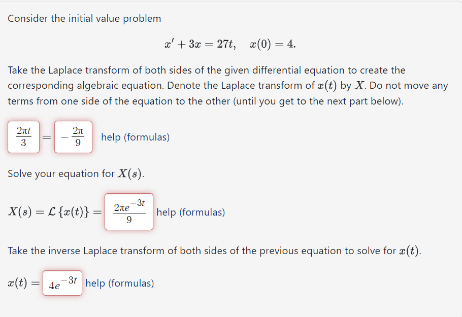 Solved Consider the initial value problem x′+3x=27t,x(0)=4. | Chegg.com