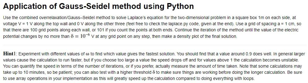 Solved Hint 2 (laplace.py code): from numpy import | Chegg.com