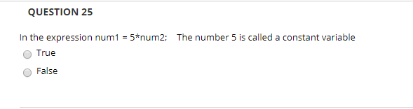 Solved QUESTION 25 In the expression num1 5*num2: The number | Chegg.com