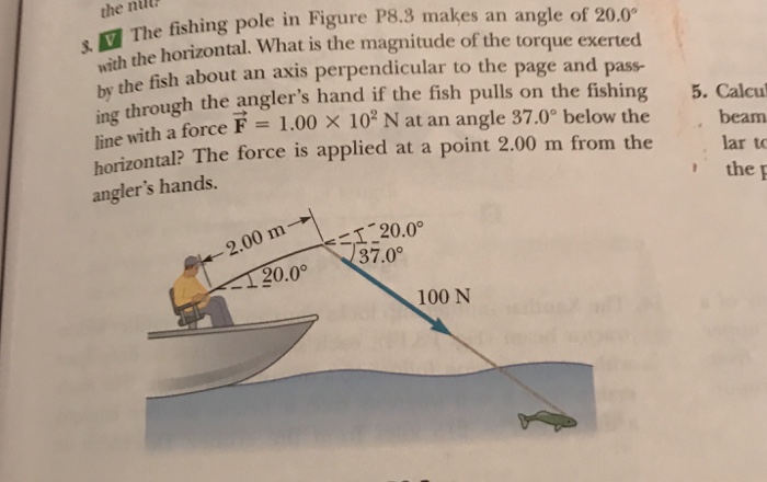 Solved the nill e fishing pole in Figure P8.3 makes an angle | Chegg.com