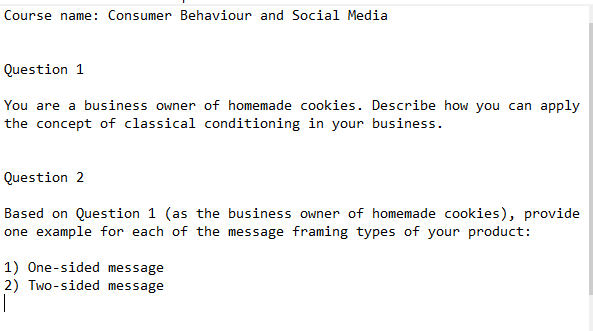 Solved Course name: Consumer Behaviour and Social | Chegg.com