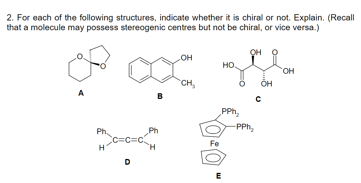 Solved 2. For each of the following structures, indicate | Chegg.com