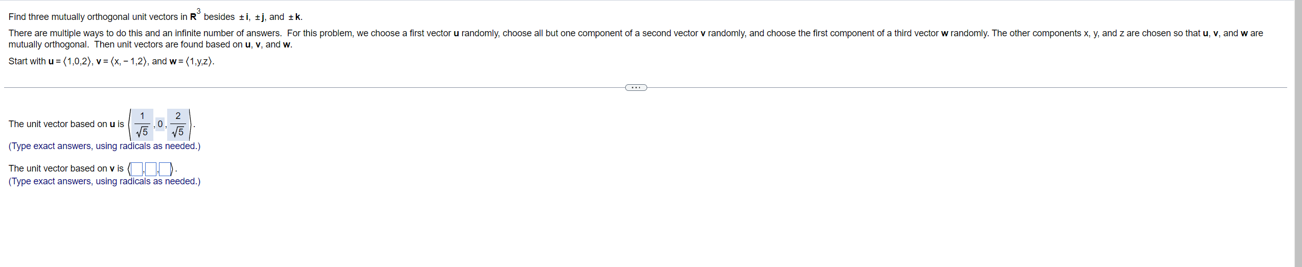 Solved Find three mutually orthogonal unit vectors in | Chegg.com