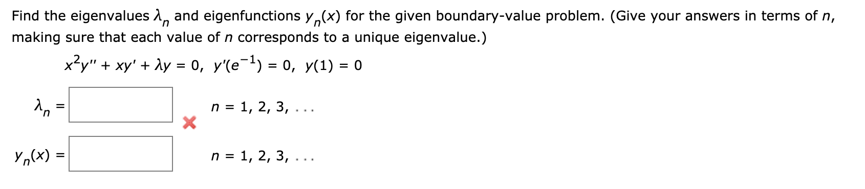 Solved N Find The Eigenvalues In And Eigenfunctions Ynx 