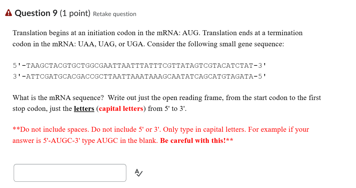Solved A Question 9 (1 point) Retake question Translation | Chegg.com