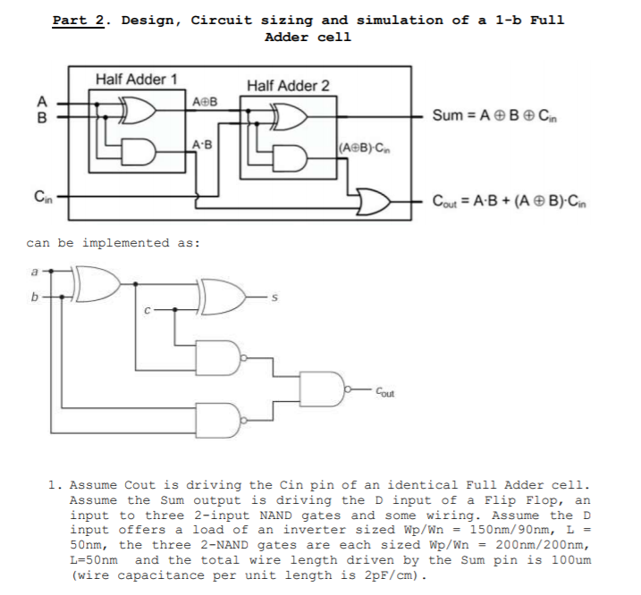 Part 2. Design, Circuit sizing and simulation of a | Chegg.com