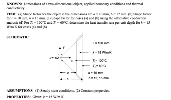 Solved KNOWN: Dimensions of a two-dimensional object, | Chegg.com