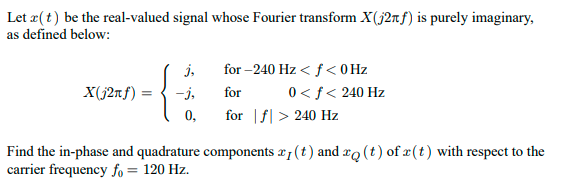 Let 3(t) be the real-valued signal whose Fourier | Chegg.com