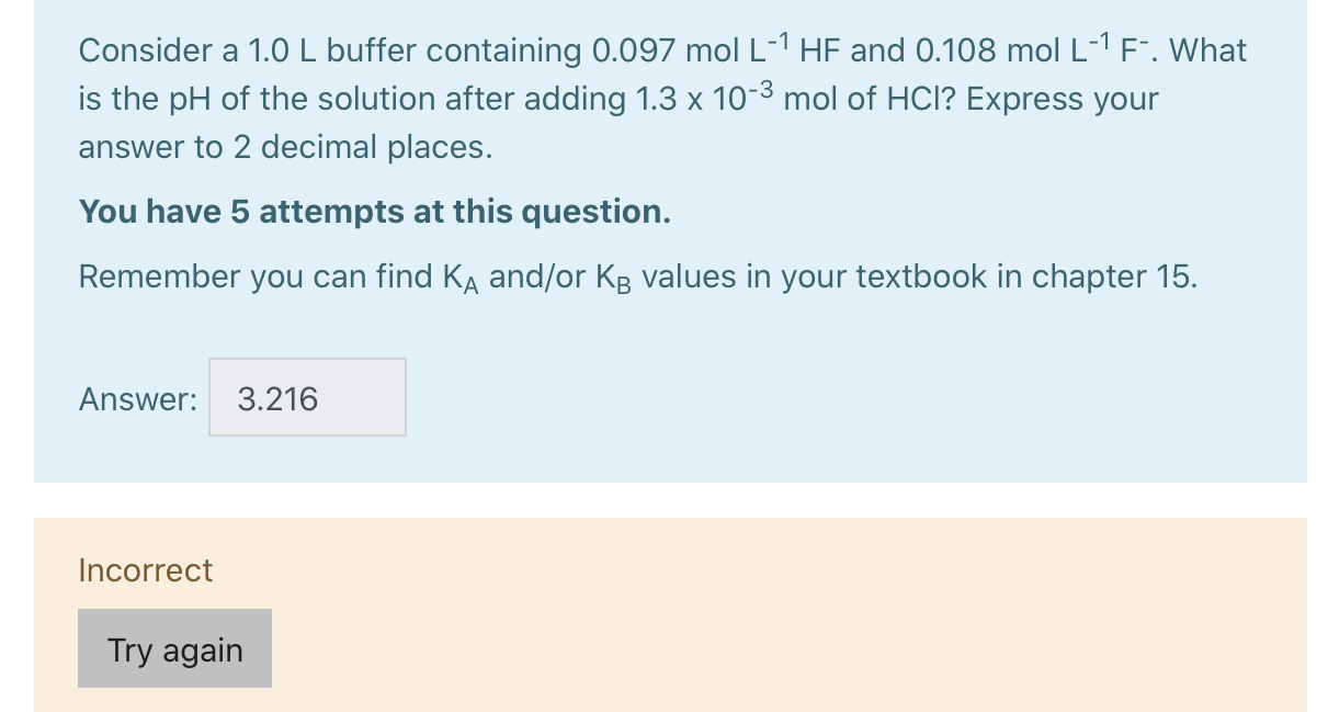 Solved Consider a 1.0 L buffer containing 0.097 mol L-1 HF | Chegg.com