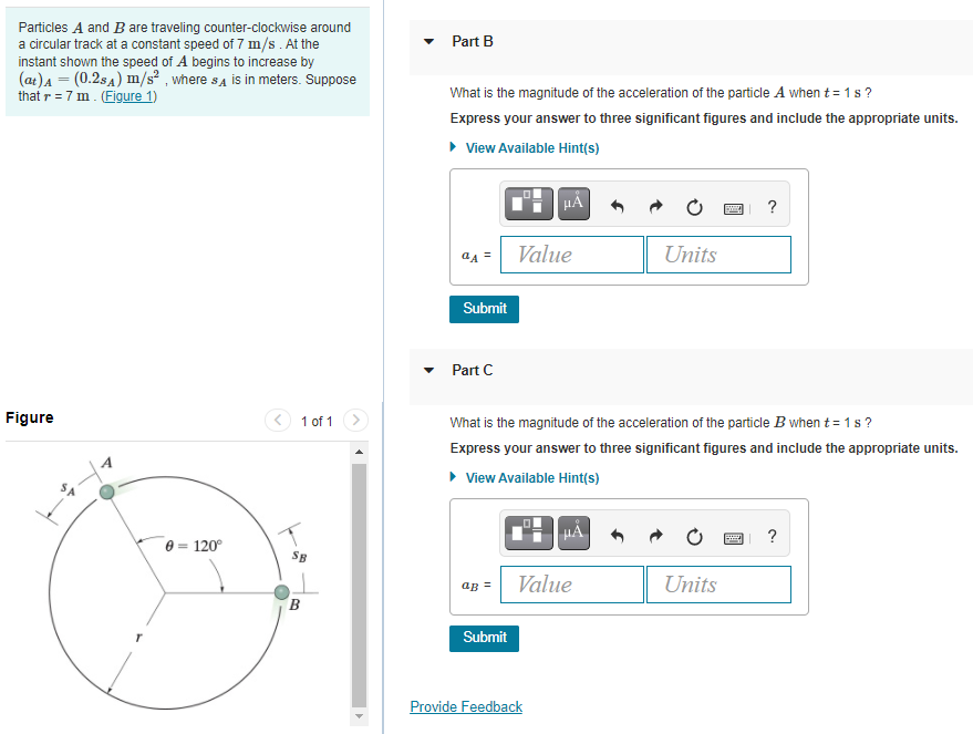 Solved Particles A and B are traveling counter-clockwise | Chegg.com