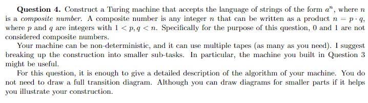 Solved Question 4. Construct a Turing machine that accepts | Chegg.com